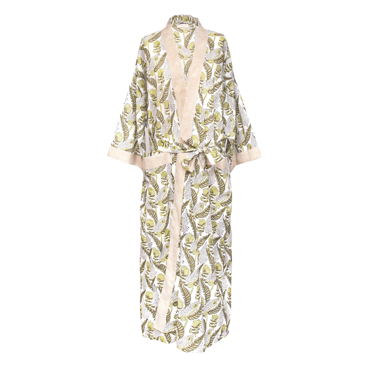 Organic Cotton Kimono Robe, Hand Block Printed, Fern Design | Shades of ...